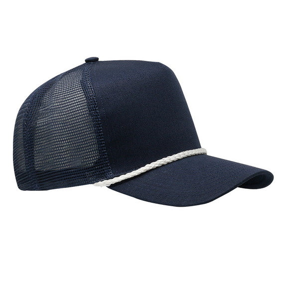 Navy Blue White Rope Trucker – BourbonBackHatCo